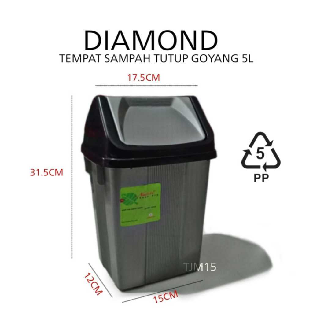 Jual [DIAMOND] TEMPAT SAMPAH 5L TEMPAT SAMPAH PLASTIK TUTUP GOYANG UKURAN 5L | Shopee Indonesia