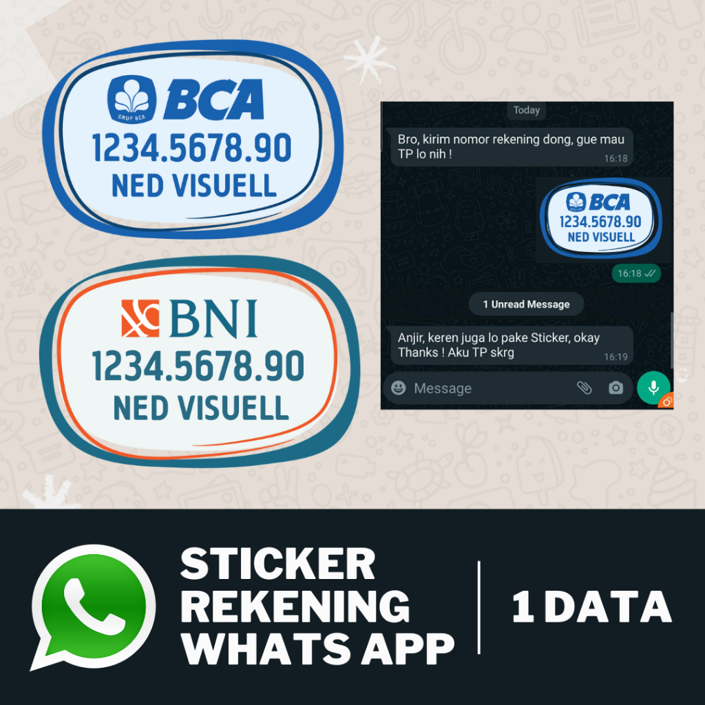 Jual STICKER WA / WHATS APP NOMOR REKENING | Shopee Indonesia
