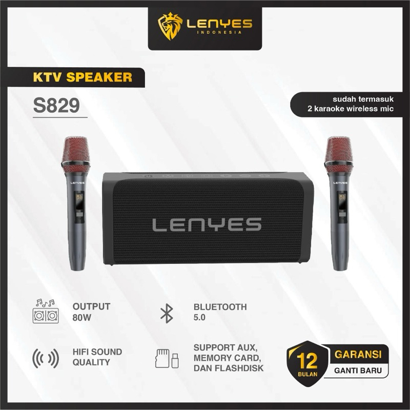 Jual SPEAKER LENYES S829 80W Portable KTV Wireless Speaker Bluetooth 5. ...