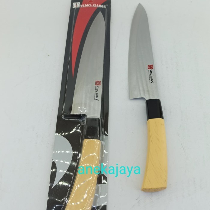 Jual Pisau Dapur Tajam Ying Guns 33 Cm Stainless, Gagang Motif Kayu ...