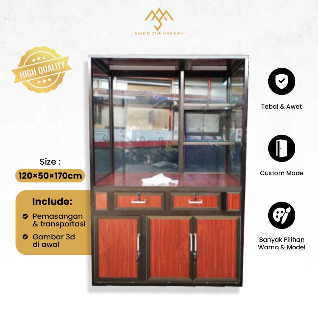 Jual Gerobak Etalase Jualan Rombong Aluminium Minimalis Serbaguna ...