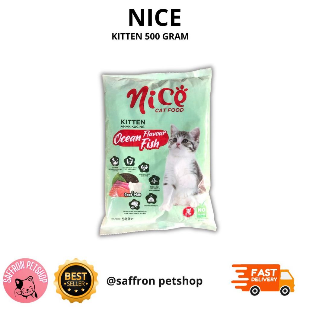 Jual NICE CAT KITTEN OCEAN FISH 500 GRAM MAKANAN KUCING DRY FOOD ...