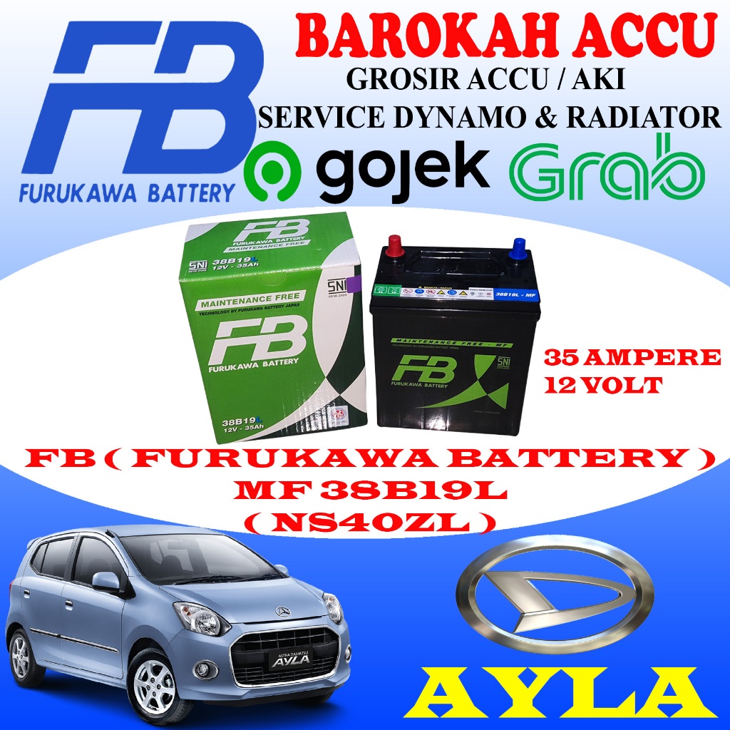 Jual AKI MOBIL DAIHATSU AYLA FB FURUKAWA BATTERY MF 38B19L / NS40ZL ...