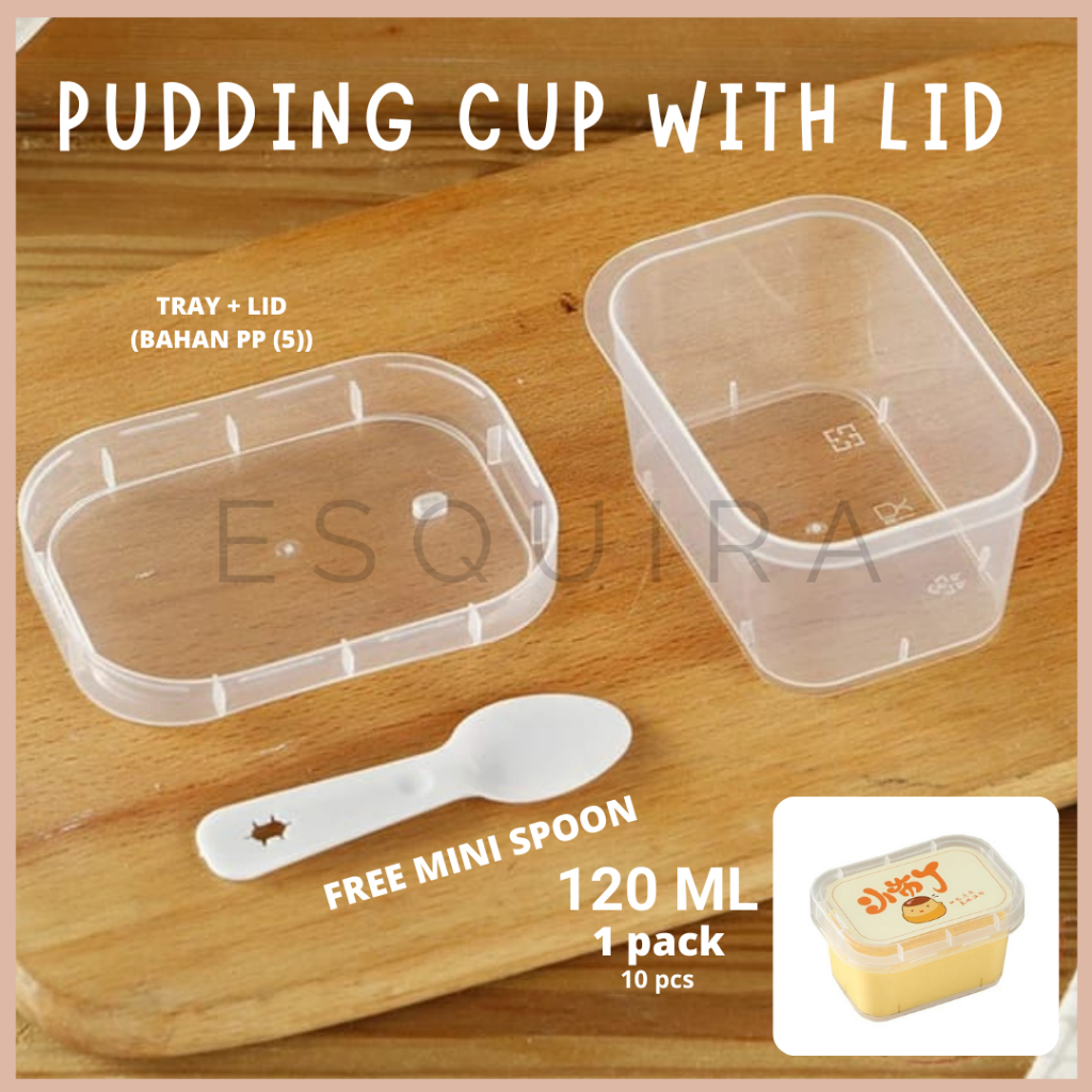 Jual Pudding Cup Korean With Lid 120 ML + Free Mini Spoon 10pcs ...