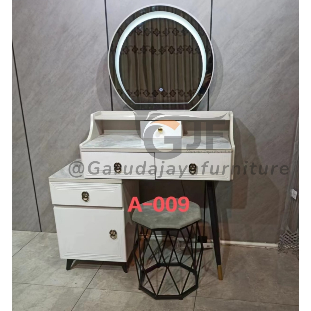 Jual MEJA RIAS IMPORT CERMIN BULAT LED/MEJA RIAS MINIMALIS DENGAN LACI ...