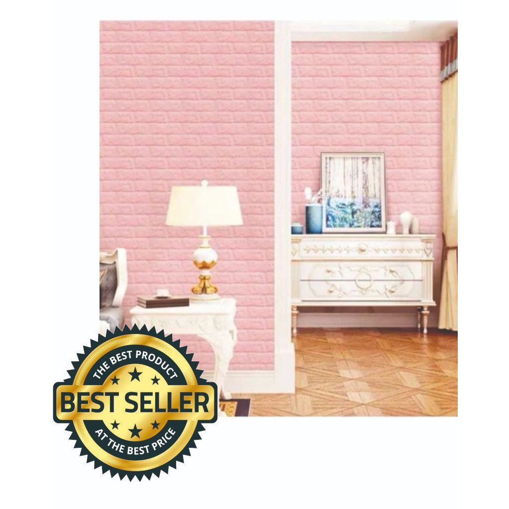 Jual Wallpaper Foam Wallpaper Dinding Wallfoam 3D Batu Bata Pink ...