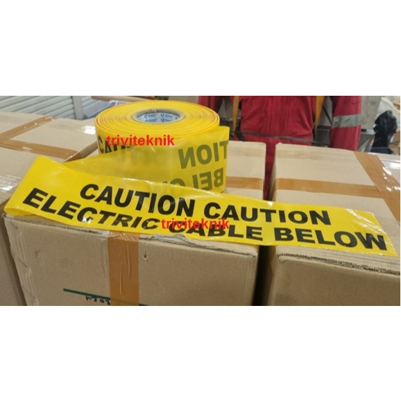 Jual caution buried electric line below underground warning tape barier ...