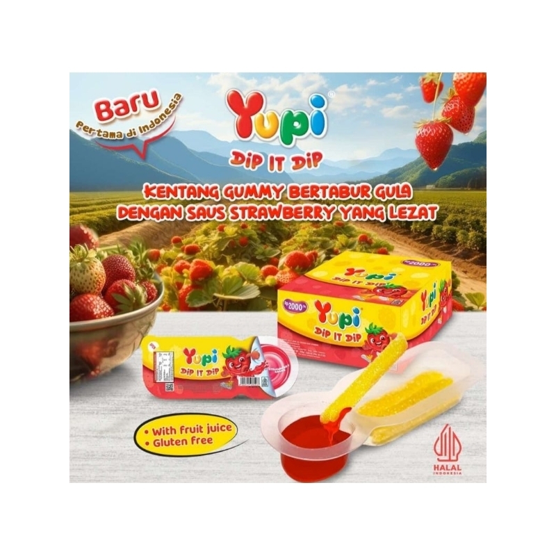 Jual Yupi DIP IT + Strawberry Sauce 1 box isi 12 pcs | Shopee Indonesia