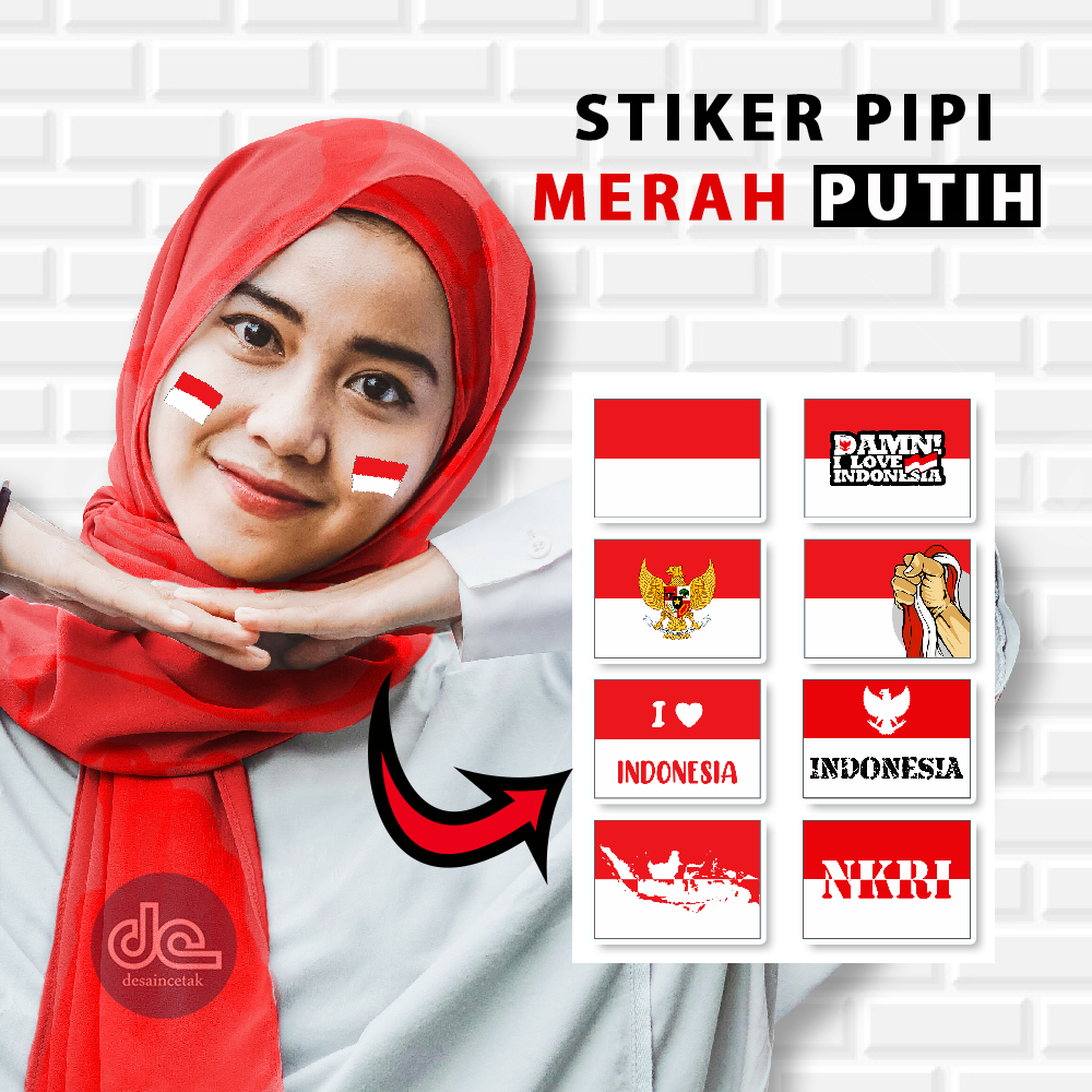 Jual Sticker pipi merah putih / Stiker Tempel Pipi / Stiker Bendera ...