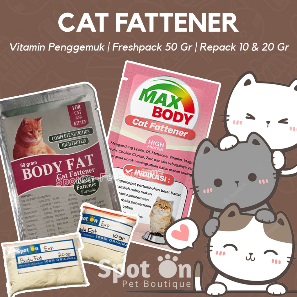 Jual Body Fat Cat Fattener 50gr 20gr 10gr Max Body | Penggemuk Kucing ...