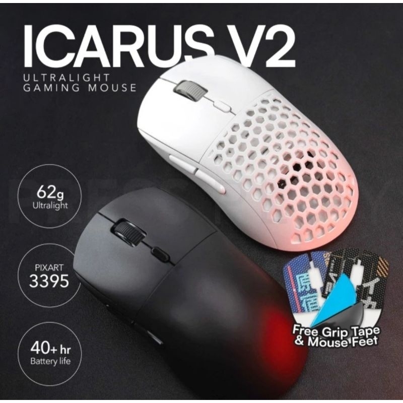 Jual ICARUS V2 Ultralight Gaming Mouse by Press Play - WHITE | Shopee ...