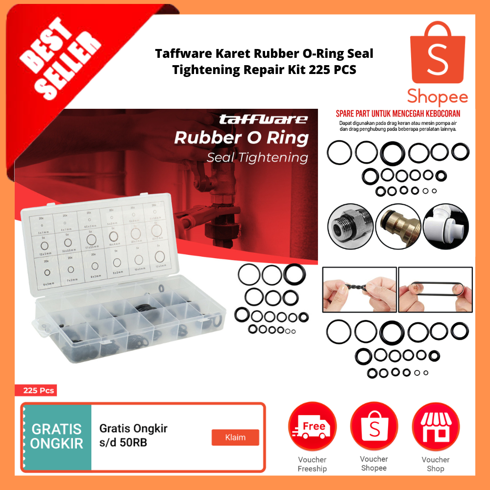 Jual Karet Rubber O-Ring Seal Tightening Repair Kit 225 PCS / Karet Silinder O-ring Silikon ...