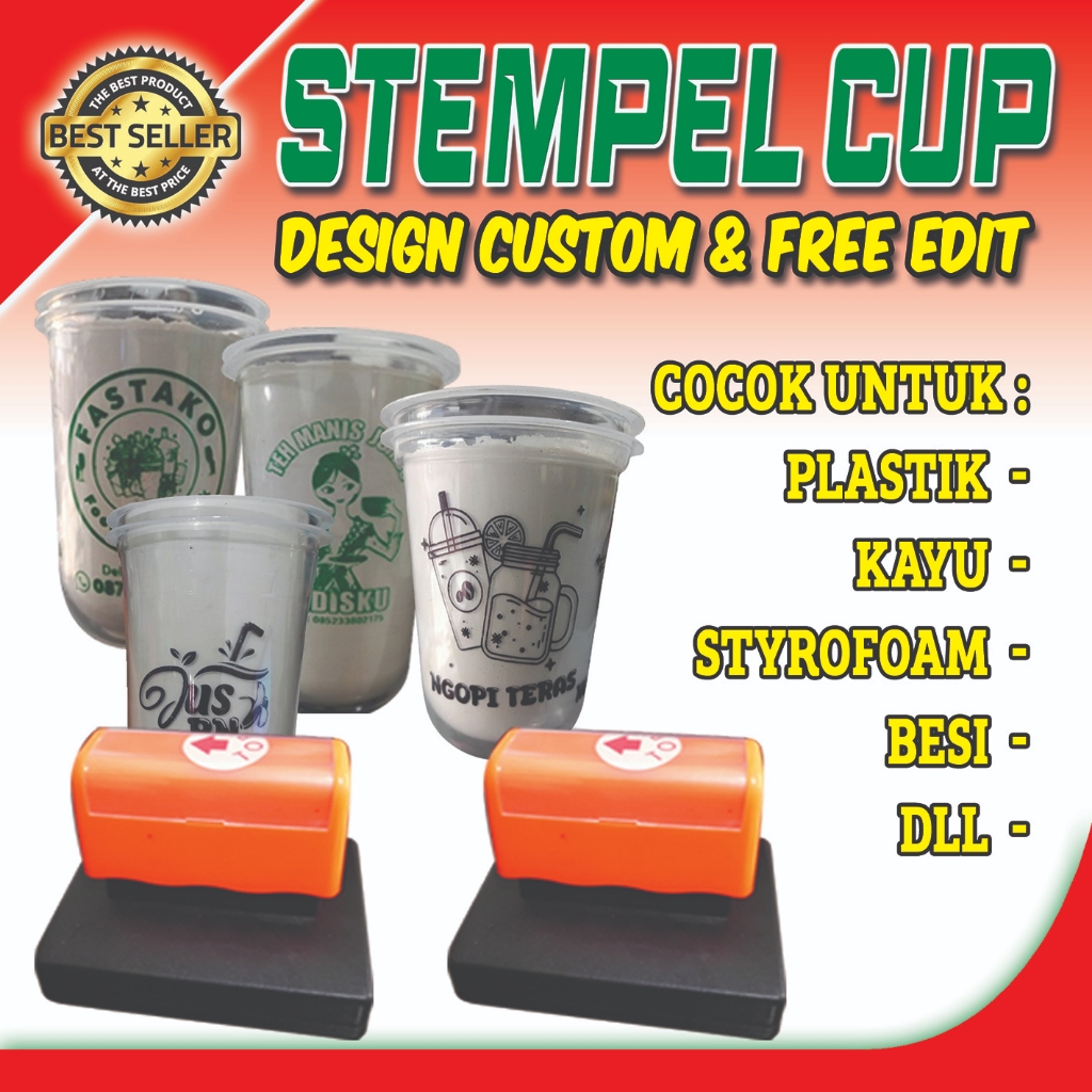 Jual stempel plastik / stempel cup / sterofoam design custom free tinta ...