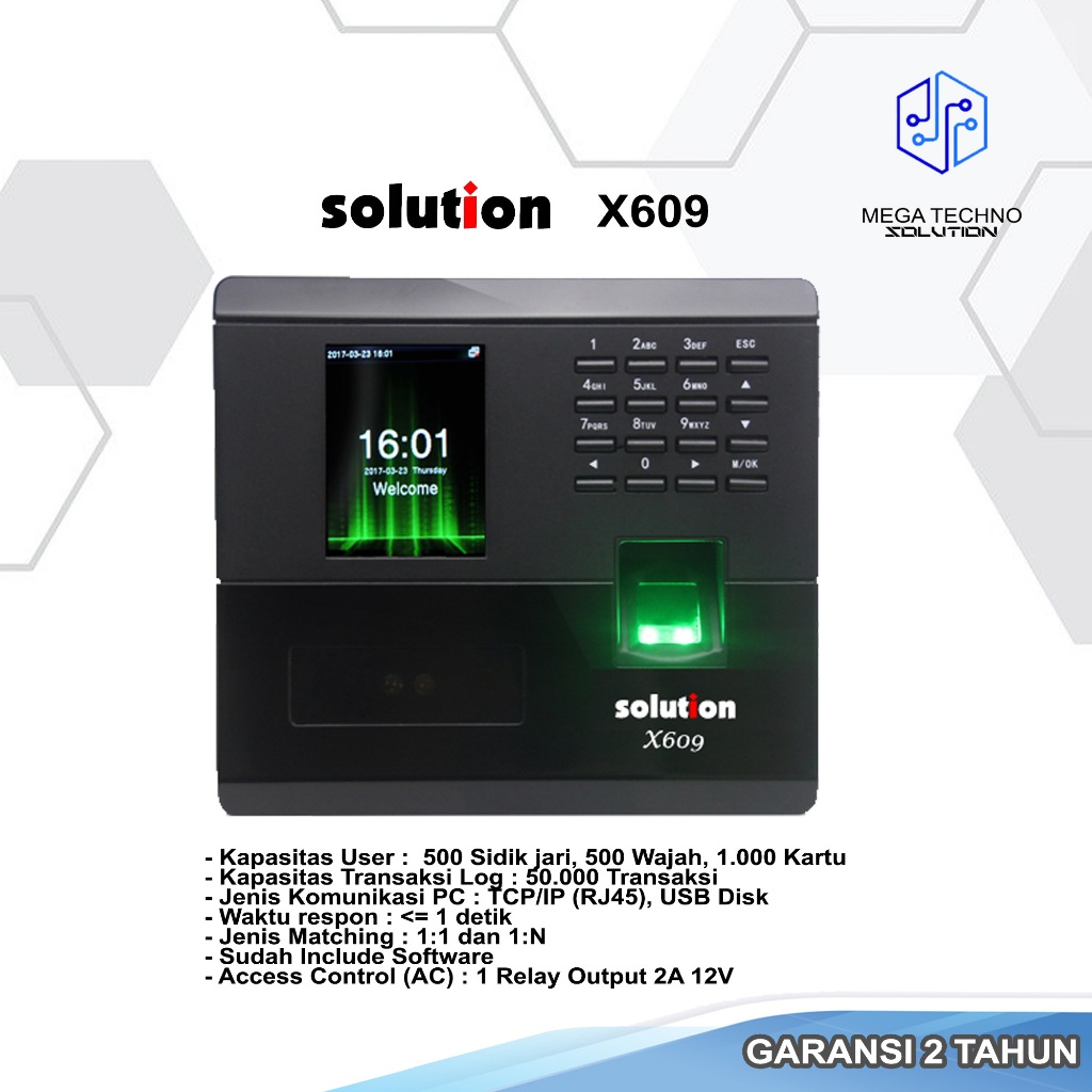 Jual Mesin Absensi Wajah Sidik Jari Solution - X609 / X 609 Support Access Door | Shopee Indonesia