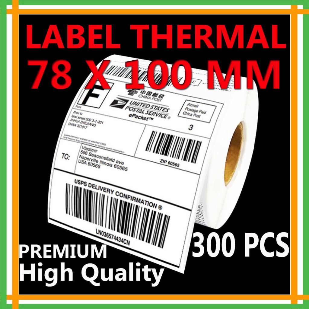 Jual Kertas Thermal Sticker 78x100 mm Label Printer Resi Barcode ...