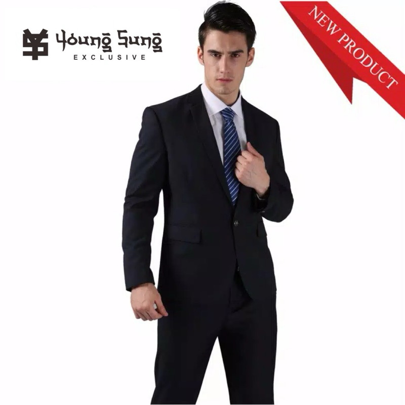 Jual Jas Pria Hitam Slim Fit Jas Formal Wisuda Purna Siswa Nikahan ...
