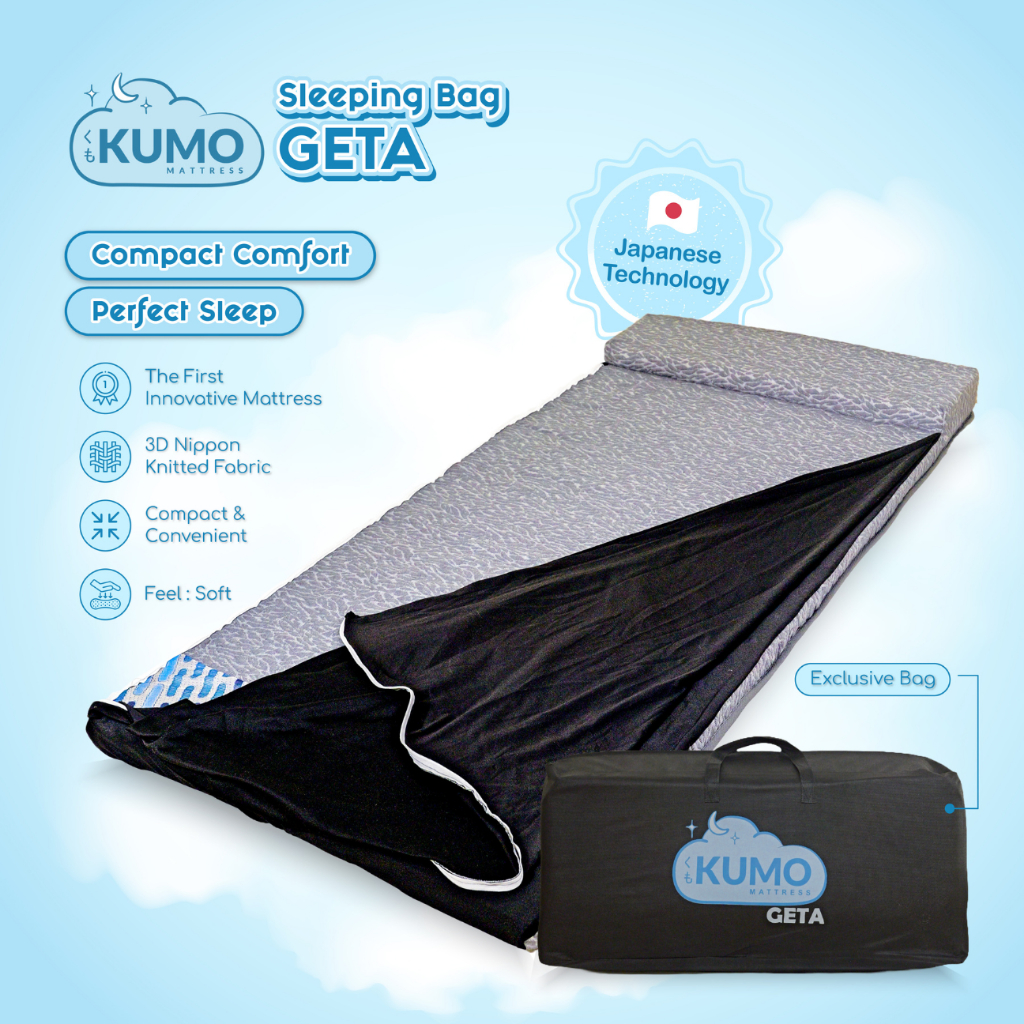 Jual KUMO | Sleeping Bag GETA / Kasur Busa Lipat Travel / Traveling Bed 90x200 cm (Bonus Tas ...