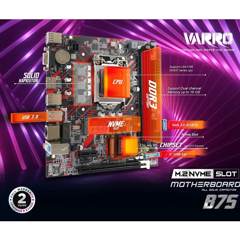 Jual Paket Motherboard Core i5-3470 -Mainboard H61+/ B75 Varro Rev 3 Socket Lga 1155 Gen2/3 NVME ...