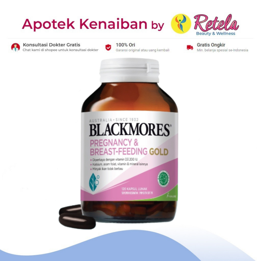 Jual BLACKMORES PREGNANCY & BREAST FEEDING GOLD 1 BOTOL ISI 120 TABLET ...