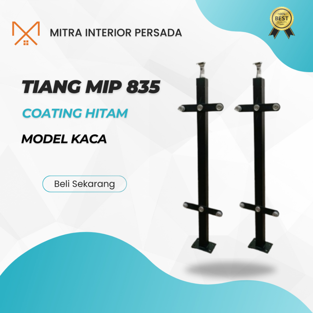 Jual Tiang Railing Tangga / Tiang Hollow Coating Hitam Model Kaca MIP ...