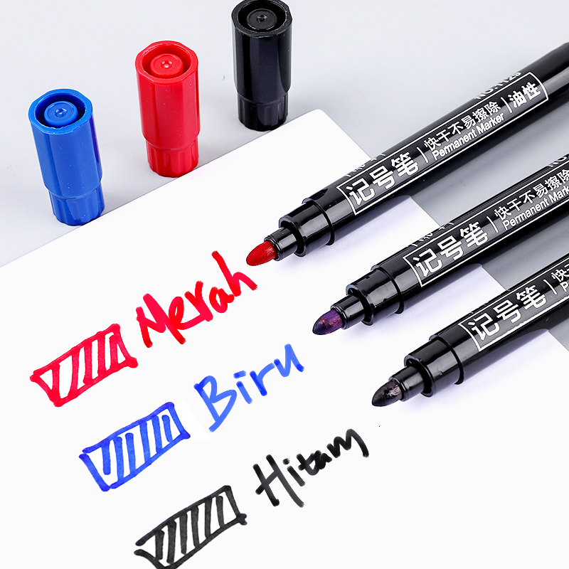 Jual Spidol Permanent Spidol Hitam Biru Merah Tahan Air | Shopee Indonesia
