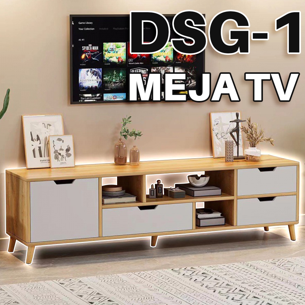 Jual Meja Kayu Mdf Kabinet Rak Meja TV dengan Laci Lemari TV 55 Inci ...