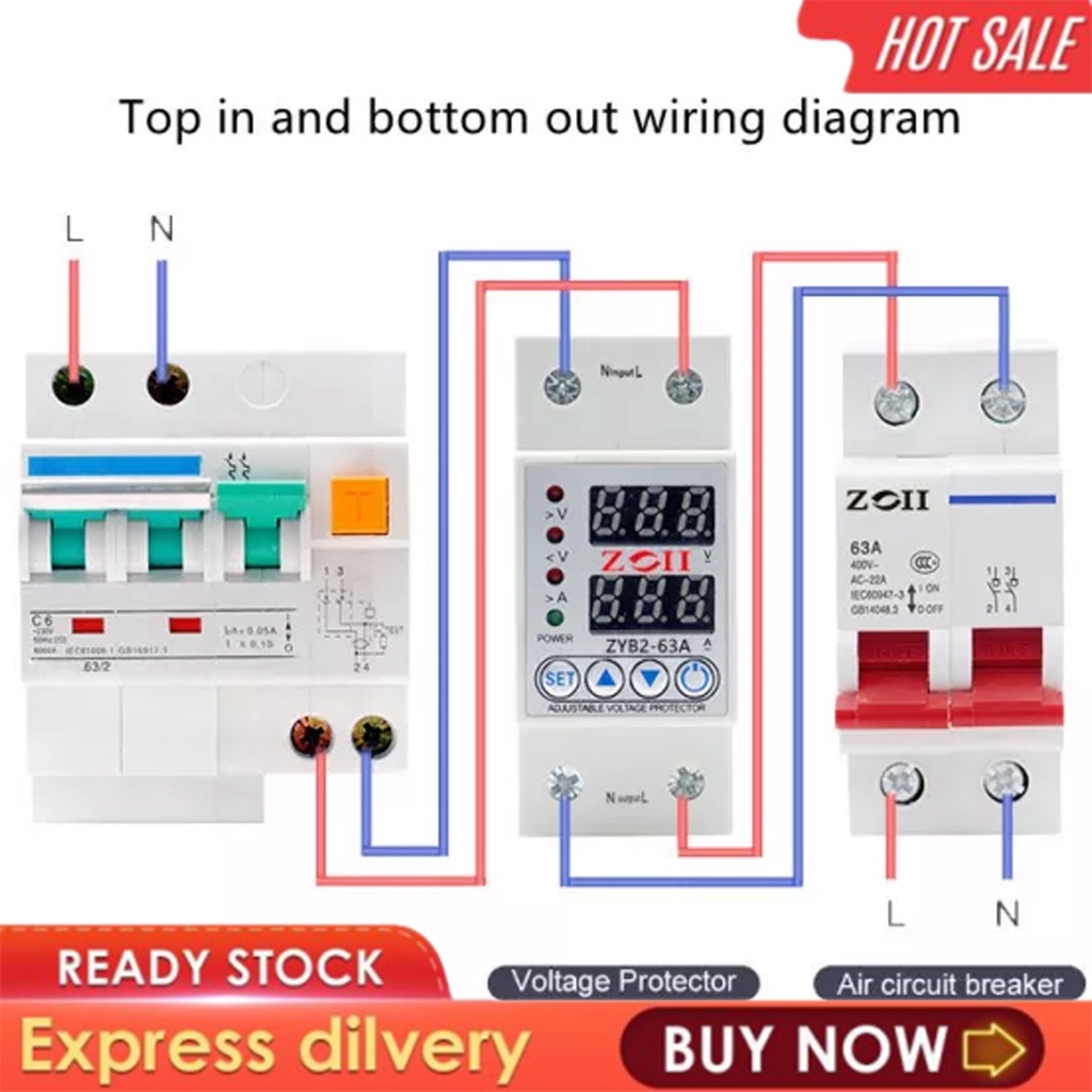Jual 40A 63A 230V Adjustable Digital Overvoltage/undervoltage Relay ...