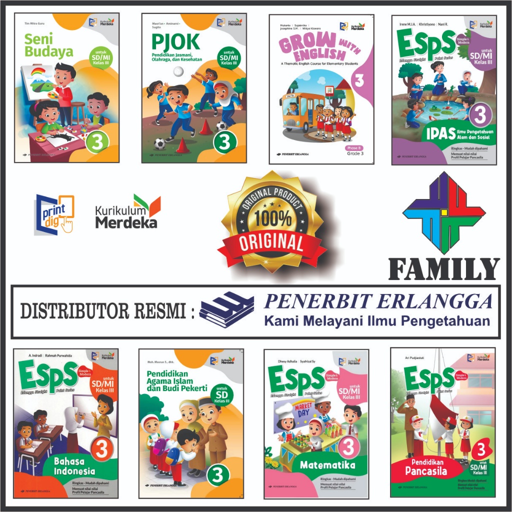 Jual Buku Paket Kurikulum Merdeka KURMER Kelas 3 SD/Mi Penerbit Erlangga | Shopee Indonesia