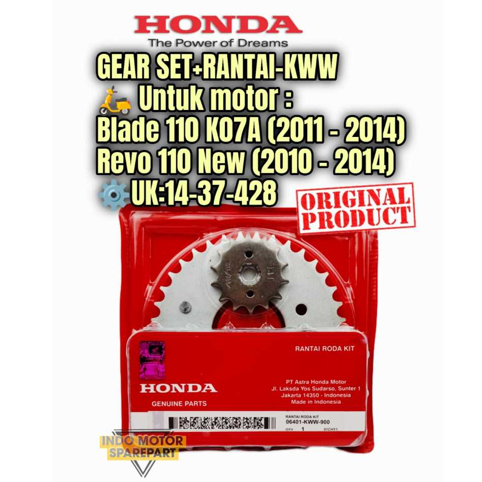 Jual GEAR SET RANTAI KWW ASLI HONDA REVO BLADE ASLI HONDA ORIGINAL | Shopee Indonesia