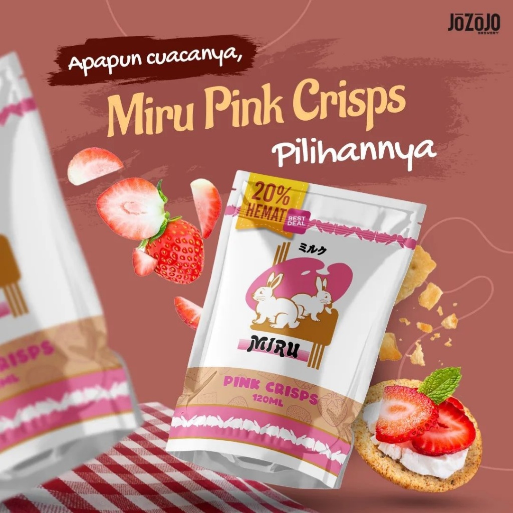 Jual [FREEBASE 60ML] MIRU PINK CRISPS STRAWBERRY CREAM CRACKERS BY ...
