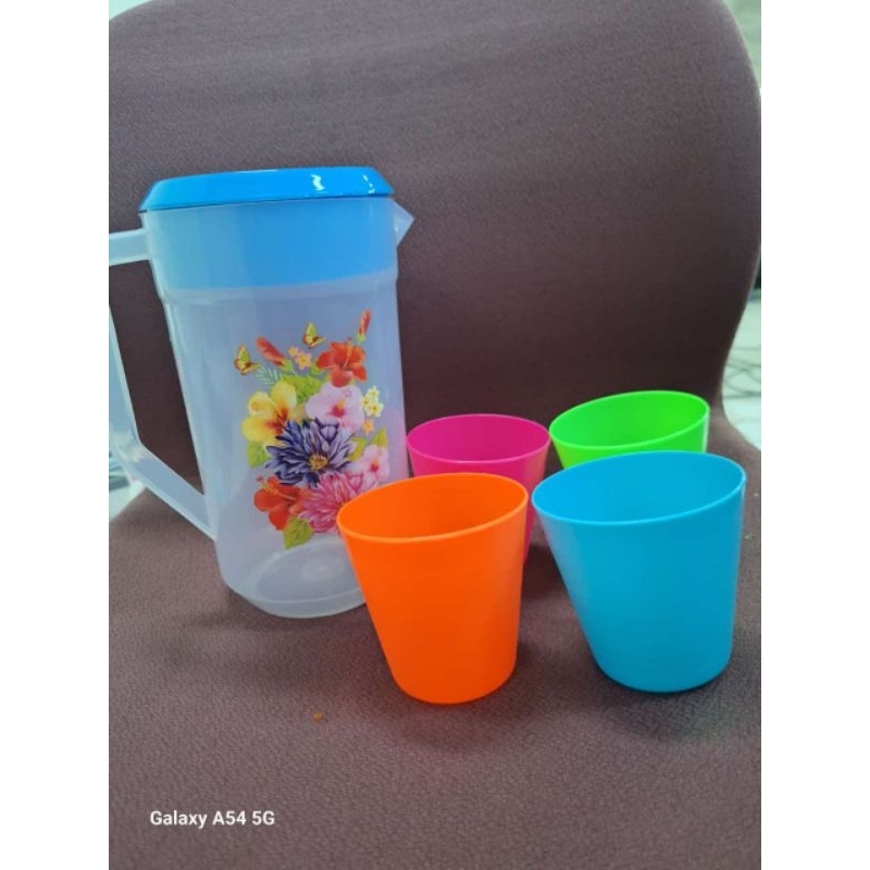 Jual (BARU) ESKAN 2 LITTER SET 4 GELAS / WATER JUG / TEKO AIR MINUM SET ...
