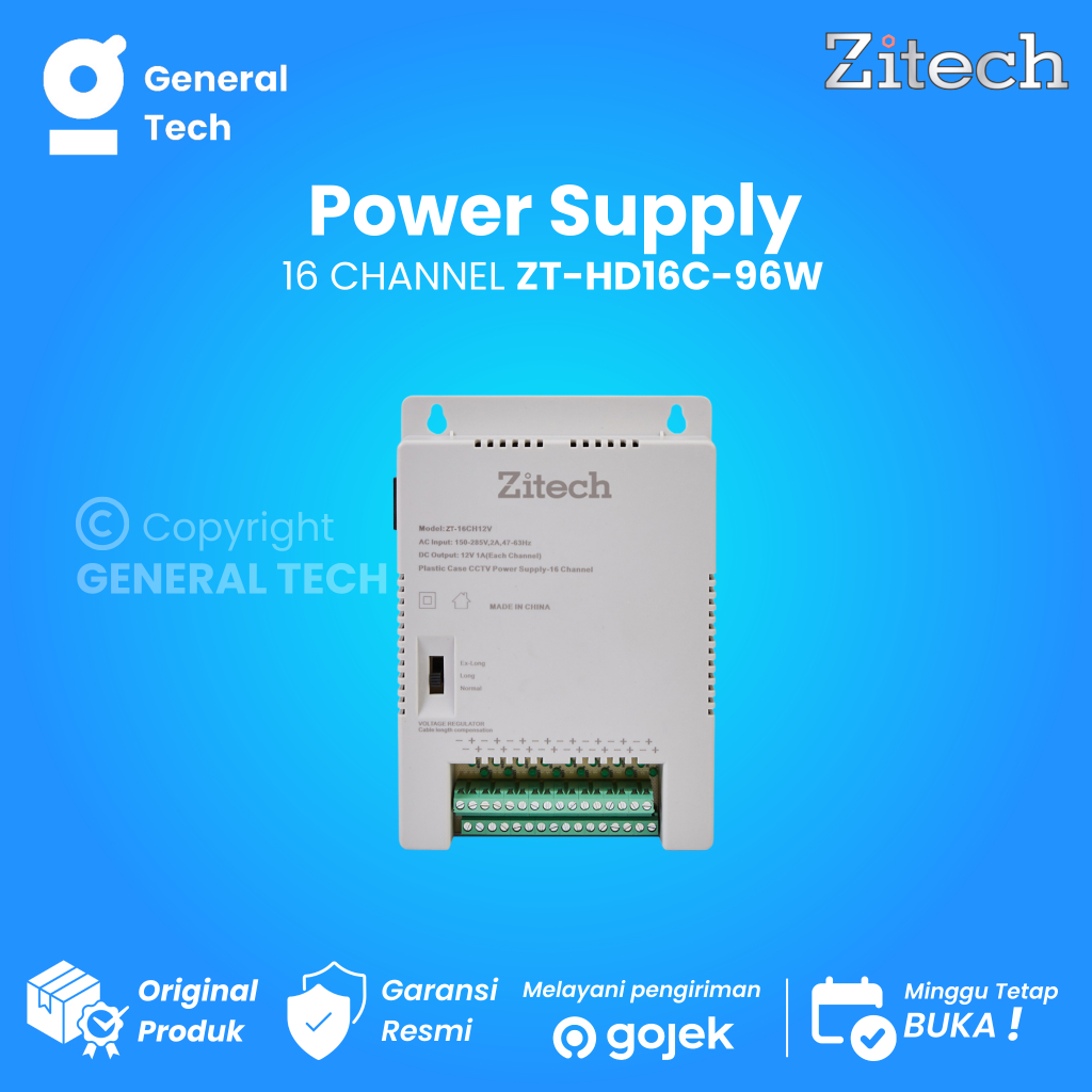 Jual Zitech Power Supply ZT-HD16C-96W 16 Channel 12V | Shopee Indonesia