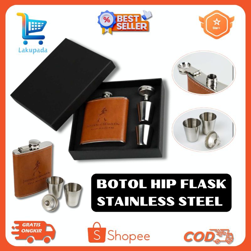 Jual Leather JW Botol Minum Unik Wine Bir Hip Flask Stainless Steel ...