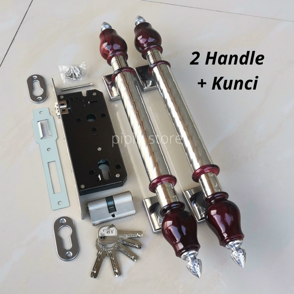 Jual Handle Pintu Rumah 45cm Kunci Set Gagang Pintu Kayu Jati Tarikan ...