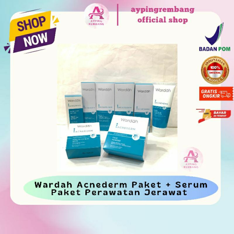 Jual Wardah Acnederm Series + Serum (Paket Perawatan Jerawat + Serum ...
