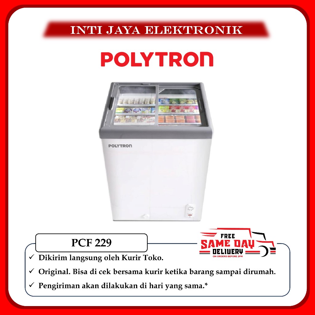 Jual FREEZER POLYTRON 200 LITER SLIDING GLASS PCF-229 POLYTRON PCF229 ...