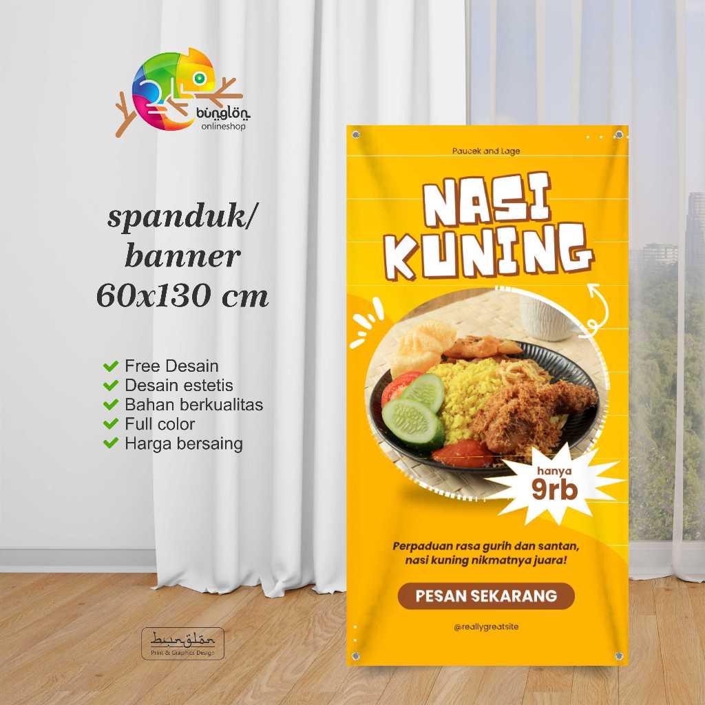 Jual Spanduk Banner Kuning & Putih Minimalis Promosi Makanan Nasi ...