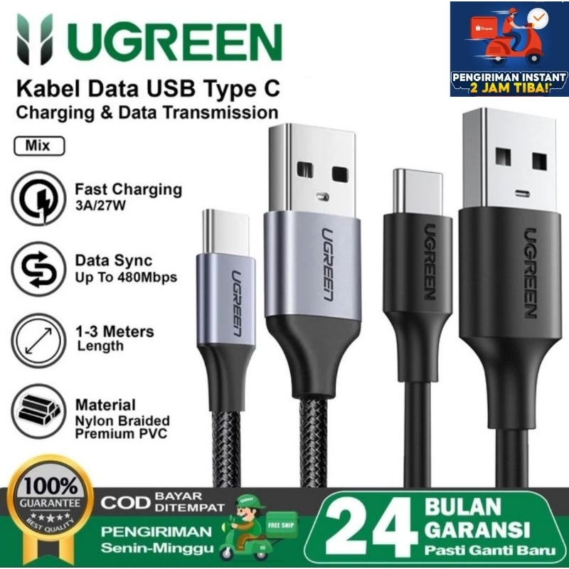 Jual Ugreen Kabel Usb A To Usb C Fast Charging QC 3.0 3A | Shopee Indonesia
