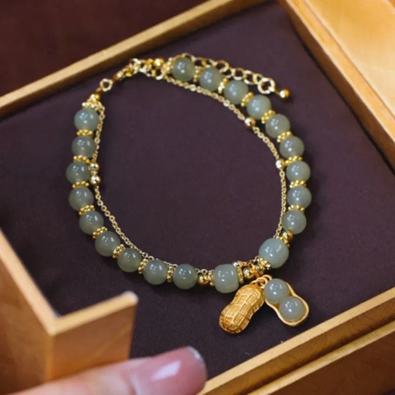 Jual COD Gelang Giok Keberuntungan Manik-manik Batu Gelang Kacang Hijau ...
