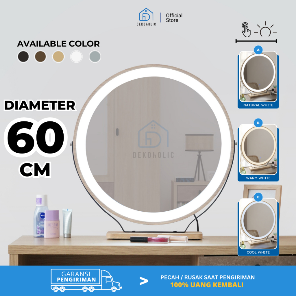 Jual Dekoholic Cermin Rias Makeup Lampu LED / Cermin Meja MUA ala Korea ...