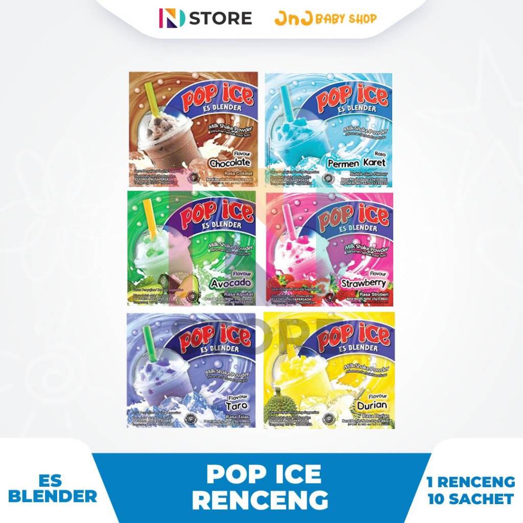Jual POP ICE RENCENG ISI 10 SACHET COKELAT/TARO/STRAWBERRY/DURIAN/GRAPE ...