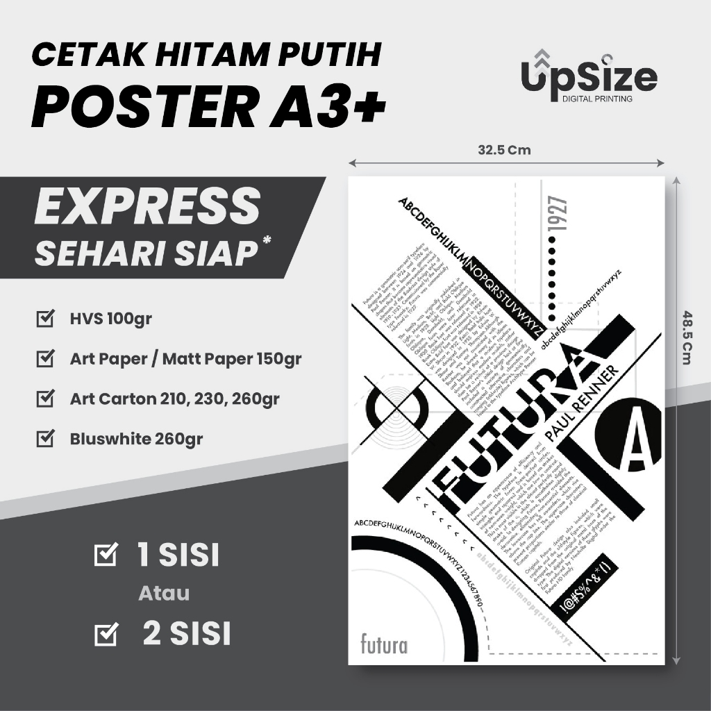 Jual POSTER A3+ CETAK HITAM PUTIH - BAHAN ART PAPER, ART CARTON, HVS ...