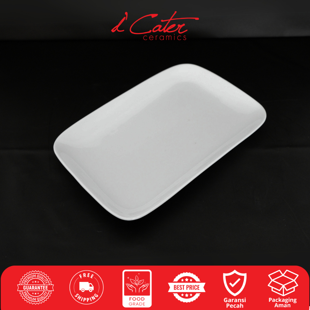 Jual Piring Saji Keramik K8 Ukuran 20,5x13 cm Piring Persegi Panjang ...