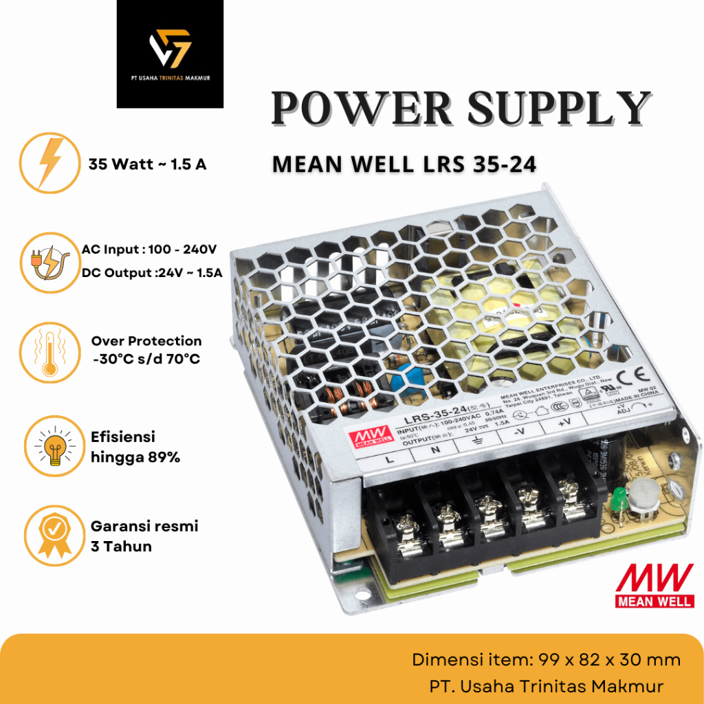 Jual Mean Well LRS 35-24 Single Output Switching Power Supply 35W 24V 1.5A MEANWELL [Garansi 3 ...