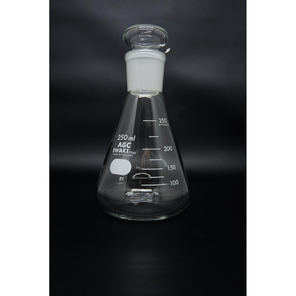 Jual Iwaki Erlenmeyer Flask With TS Glass Stopper 250ml / Gelas Laboraturium / Erlemenyer ...