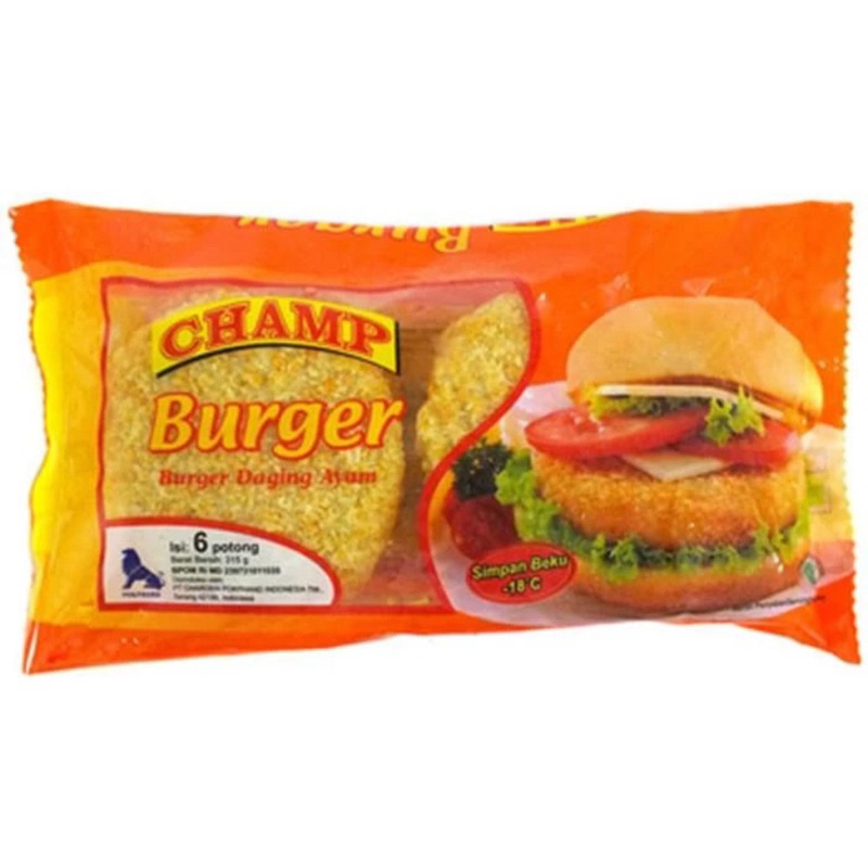 Jual CHAMP BURGER AYAM 6 PCS 315 GR / DAGING AYAM / BURGER | Shopee ...