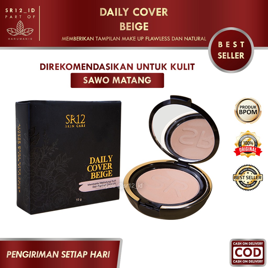 Jual DAILY COVER BEIGE SR12 / BEDAK SR12 / COMPACT POWDER SR12 ...