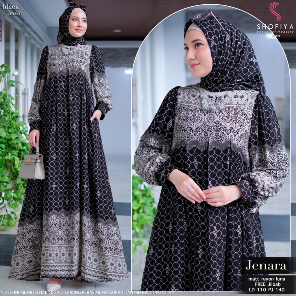 Jual Jenara Dress Bahan Mat Rayon Luna Premium Gamis Modern | Shopee ...