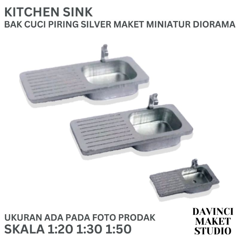 Jual Miniatur Bak Cuci Piring Dapur - Kitchen Set Sink Acrylic Silver Maket Diorama Skala 1:20 1 ...