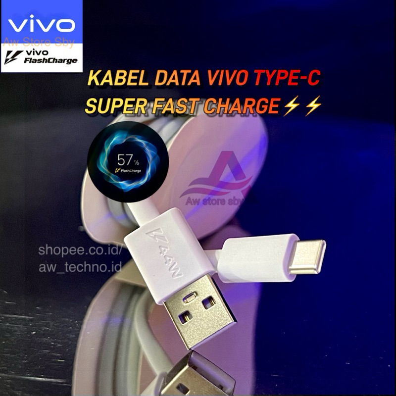 Jual KABEL DATA VIVO TYPE C SUPER FLASH CHARGE DUAL ENGINE 44W VIVO V19 ...